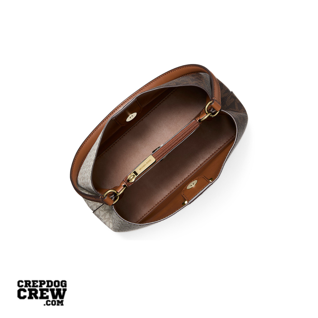 Michael Kors Pratt Medium Two-Tone Signature Logo Shoulder Bag BROWN M