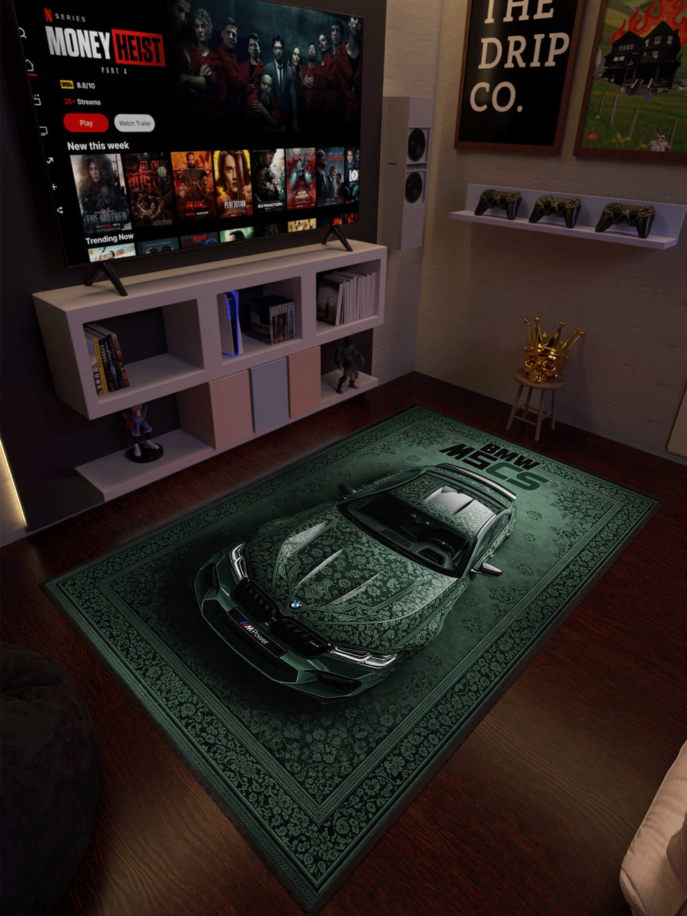 M Speed green traditional design Washable Rug