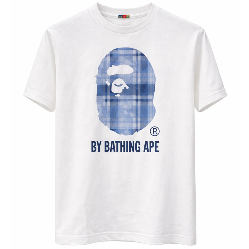BAPE X CHECKED APE HEAD PRINT WHITE
